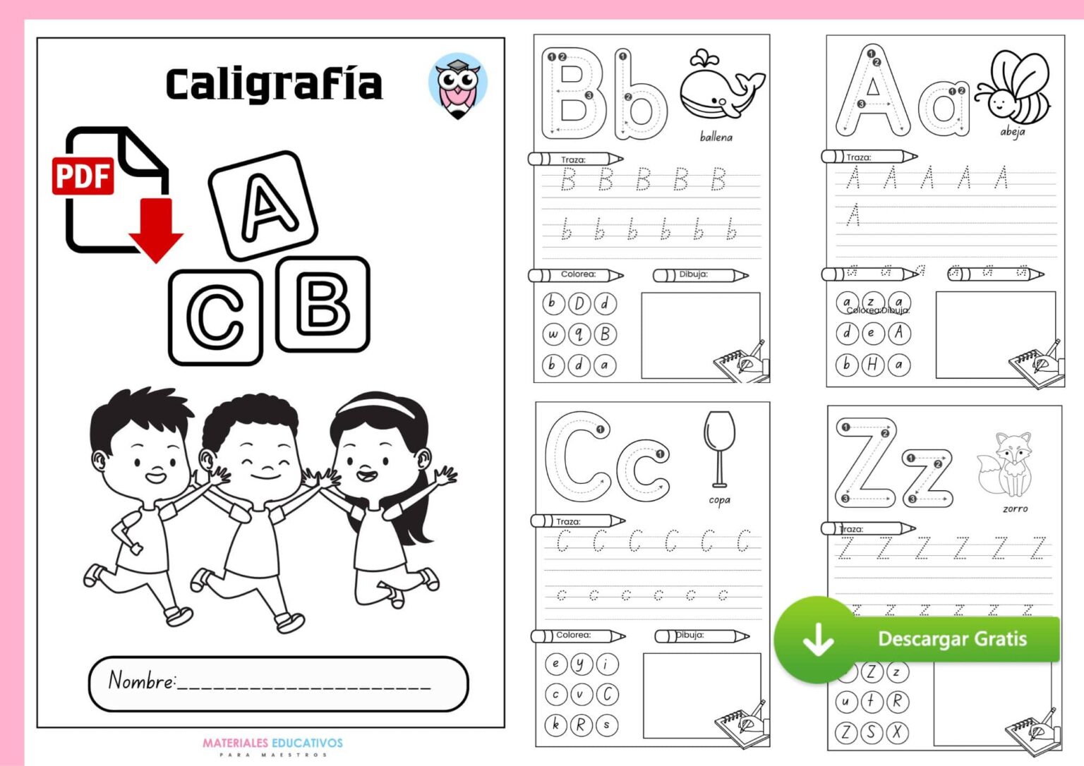 Fichas de grafomotricidad del abecedario - Materiales Educativos Para ...